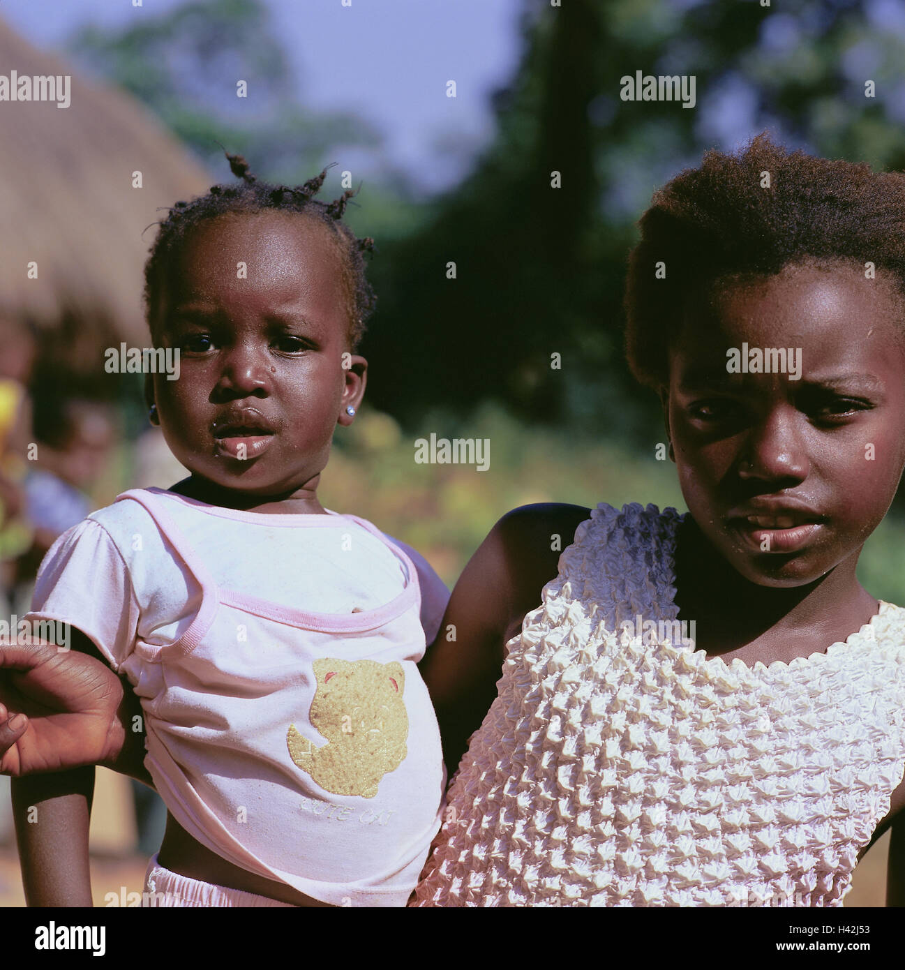 Senegal, to bass Casamance, Niamba Long, Diola children, girls, infant ...