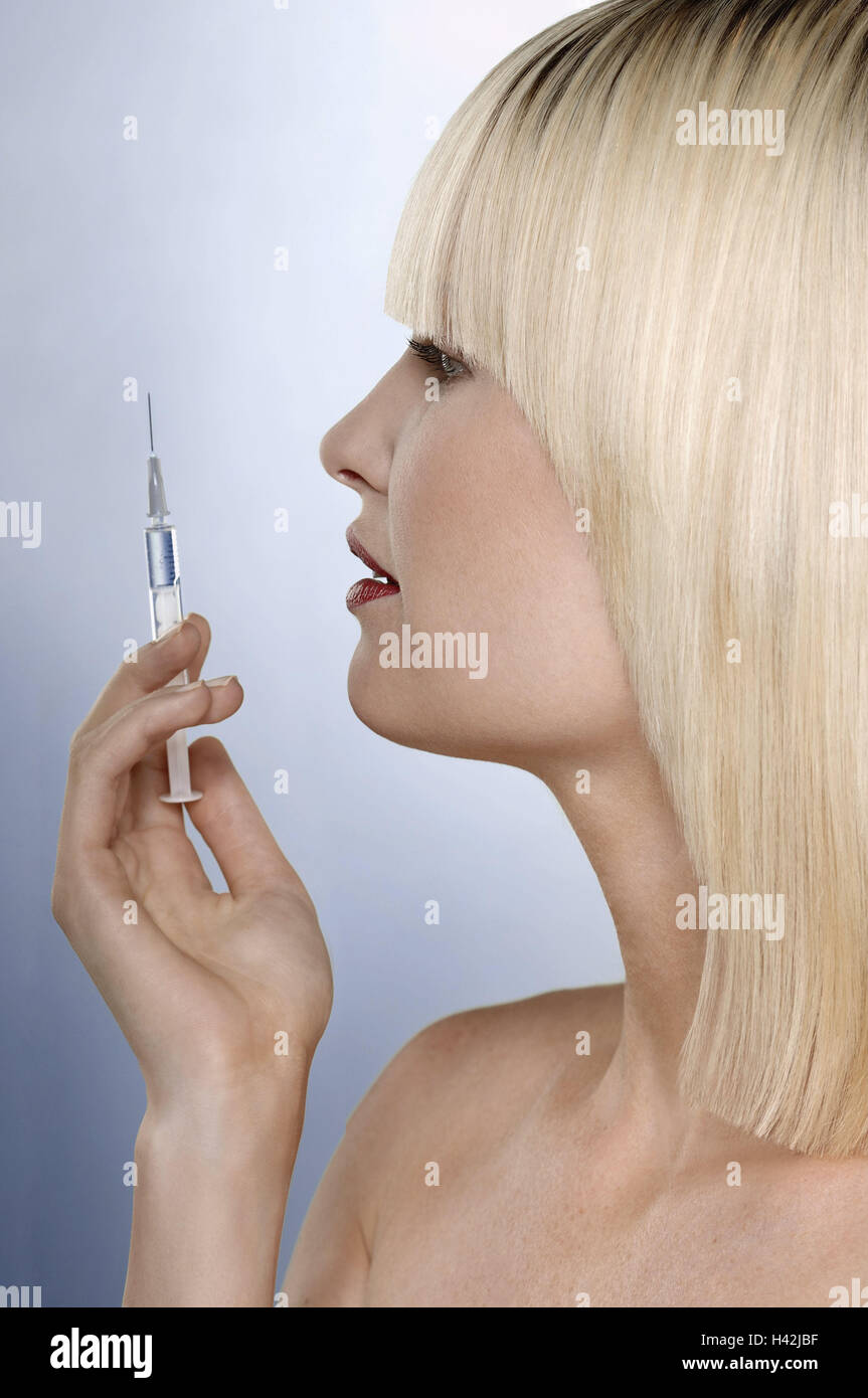 Woman, beauty, Beauty, syringe, portrait, side view, beauty ideal ...