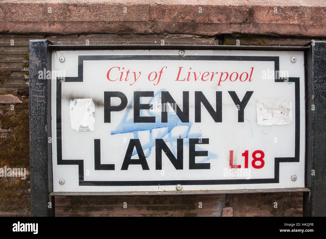 Penny Lane street sign. Famous street in Liverpool made famous by The ...