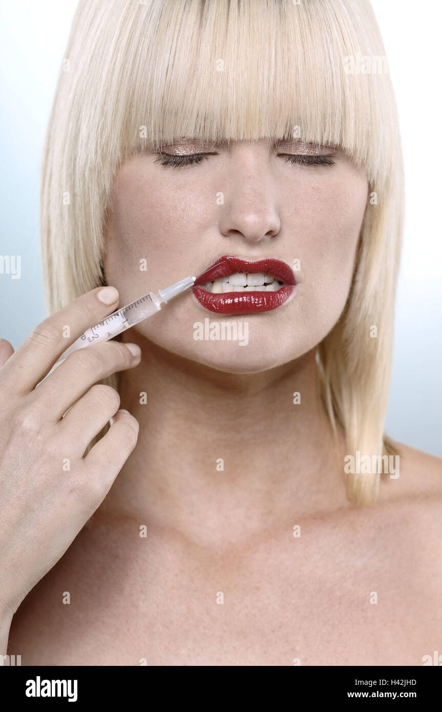 Woman, beauty, Beauty, lips, syringe, portrait, beauty ideal, vanity ...
