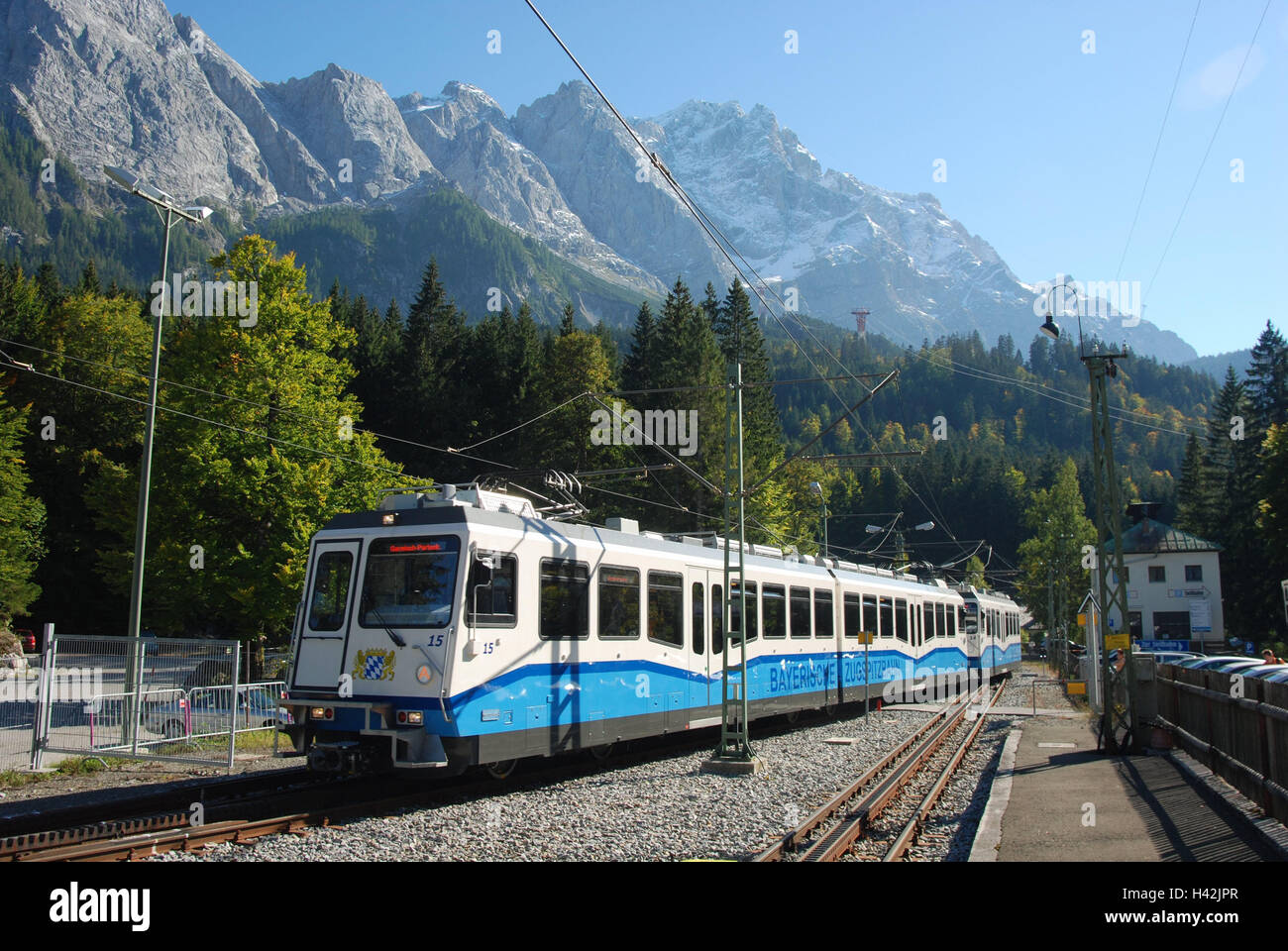 Germany, Bavaria, mountain landscape, Zugspitze, Eibsee railway station ...