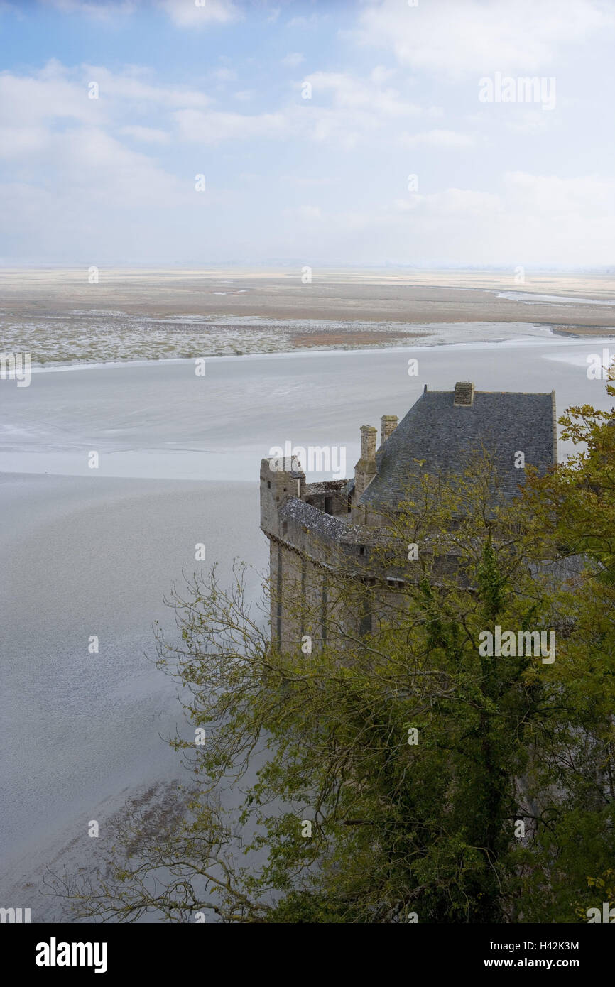 France, Normandy, some, Mont Saint Michel, castle defensive wall, watt ...