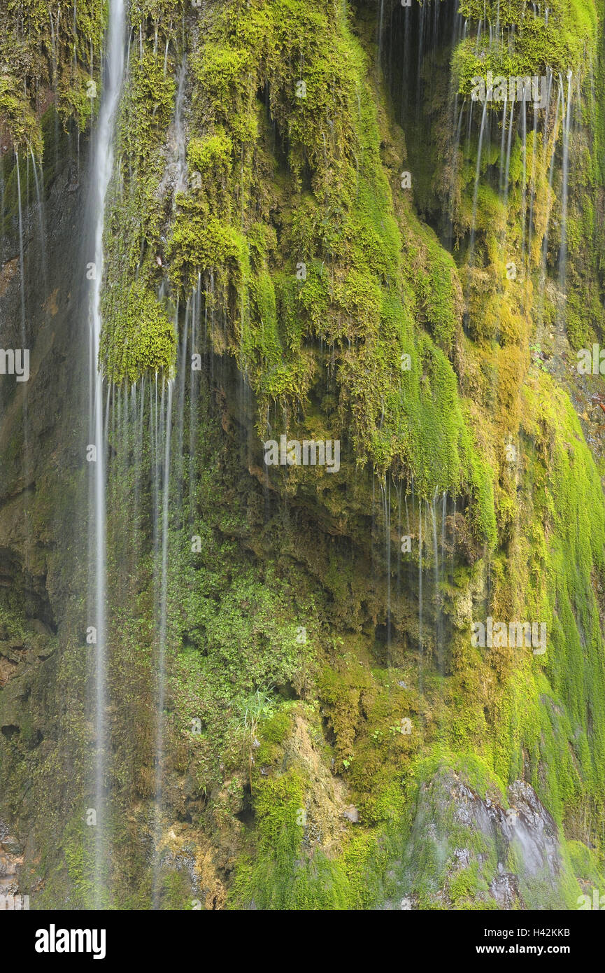 Tufa, moss, water, waterfall Stock Photo - Alamy