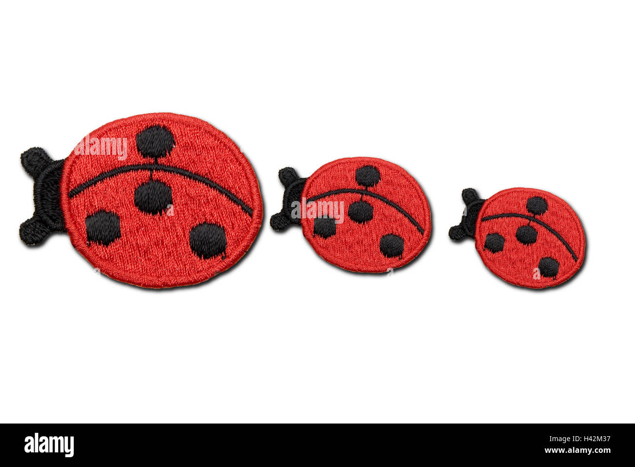 Three ladybug shaped patches on white background Stock Photo - Alamy