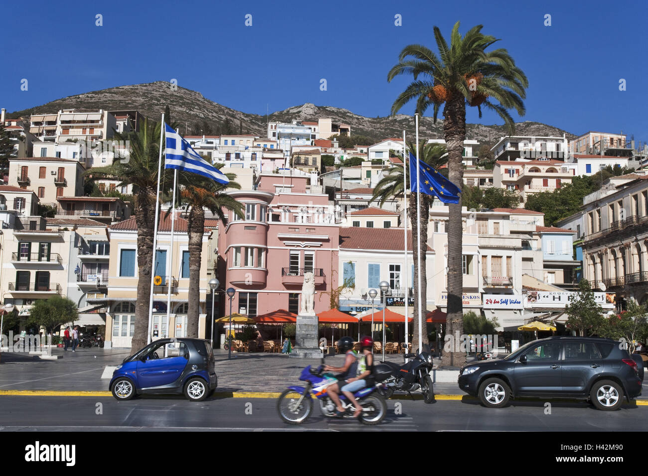 Pythagoras Platz, Samos town, Vathi, island Samos, Mediterranean island ...