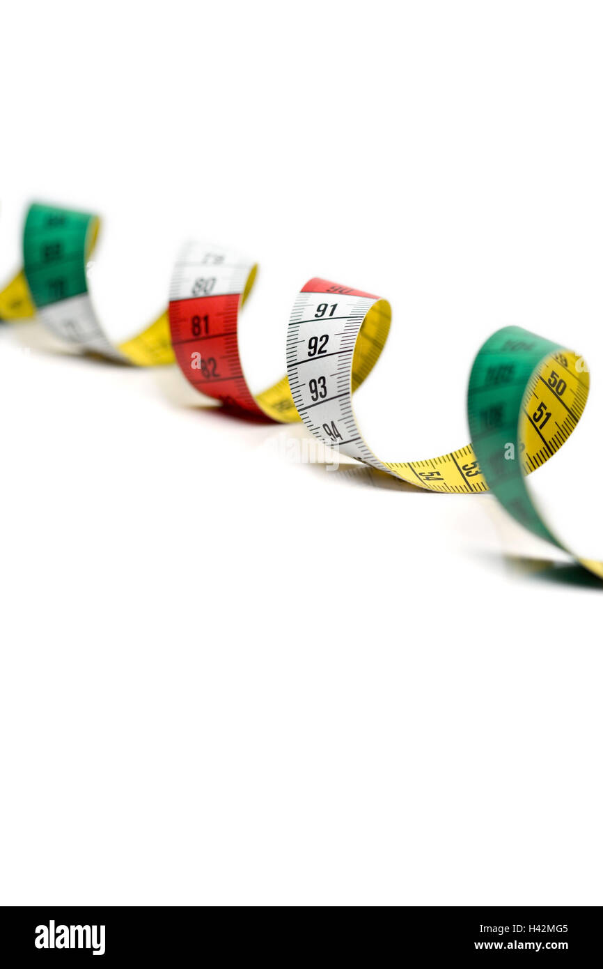 Tape measure, unrolled, spiral, brightly, cut-out, blur Stock Photo - Alamy