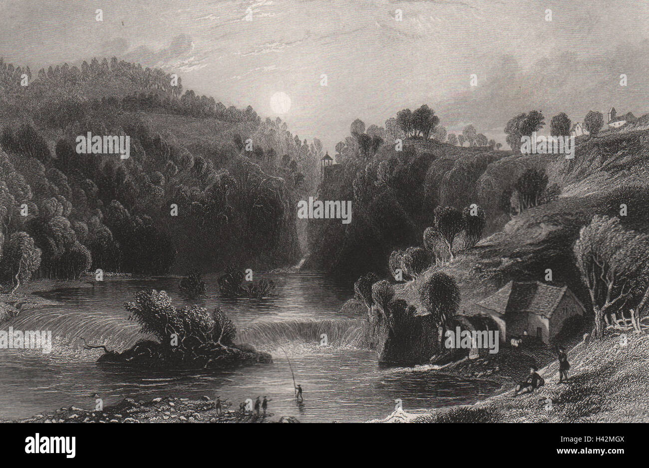 Falls of Kilmorack, Beauly, Ross-shire. Scotland. ALLOM c1840 old print ...