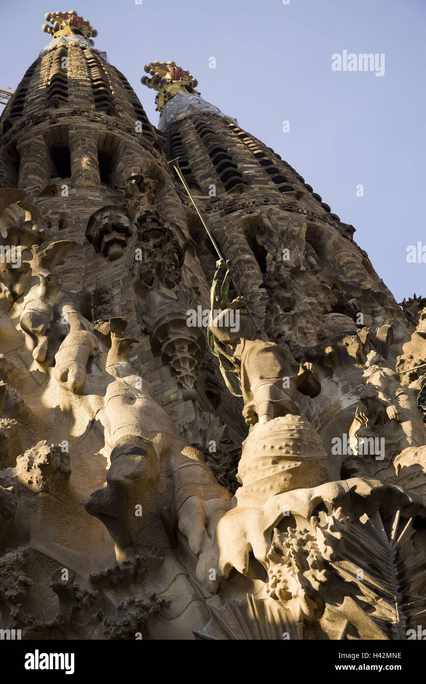 Spain, Catalonia, Barcelona, cathedral, La Sagrada Familia, facade ...