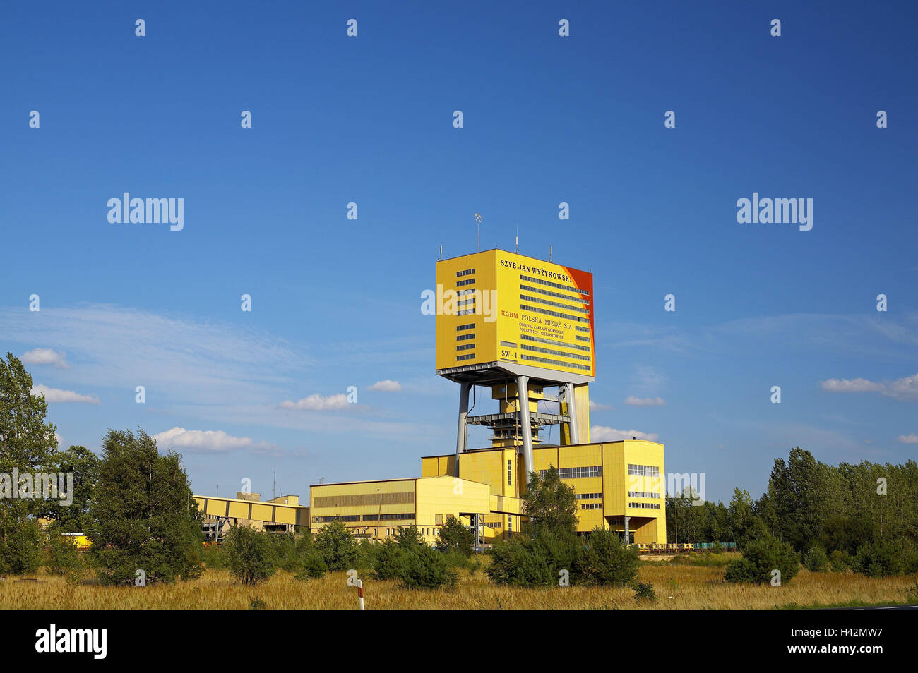 Poland, Silesia, Polkowice, Sieroszowice mine, company building, yellow ...