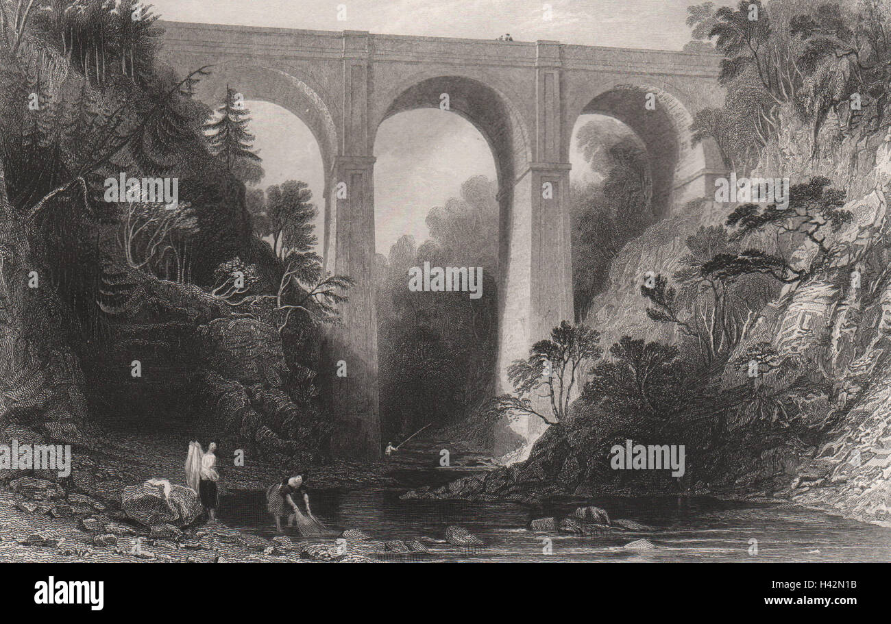 Cartlane Crags Bridge. Lanarkshire. Cartland Craigs, Scotland. ALLOM ...