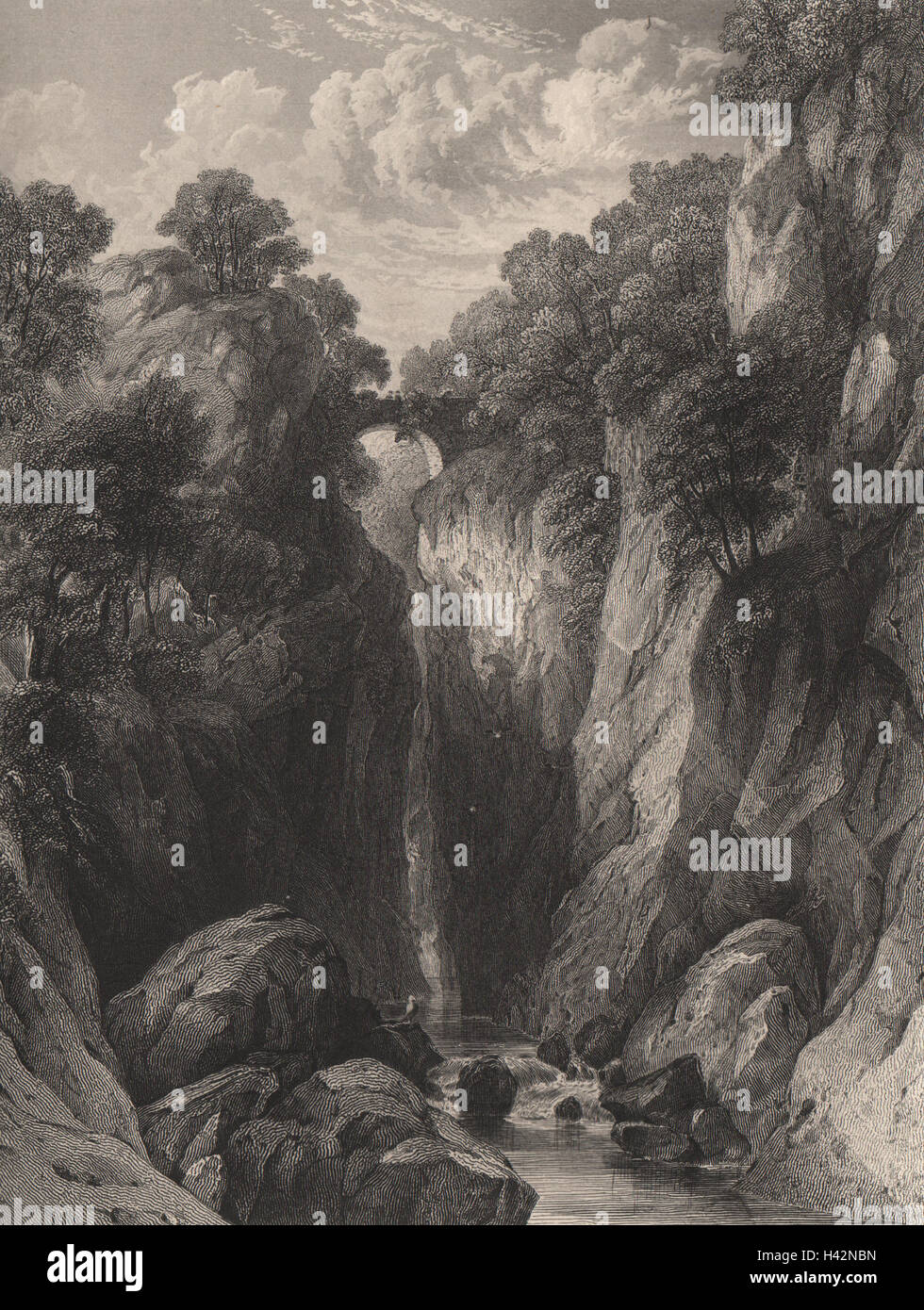 The Rumbling Bridge on the River Braan, Dunkeld. Scotland. DONALDSON ...