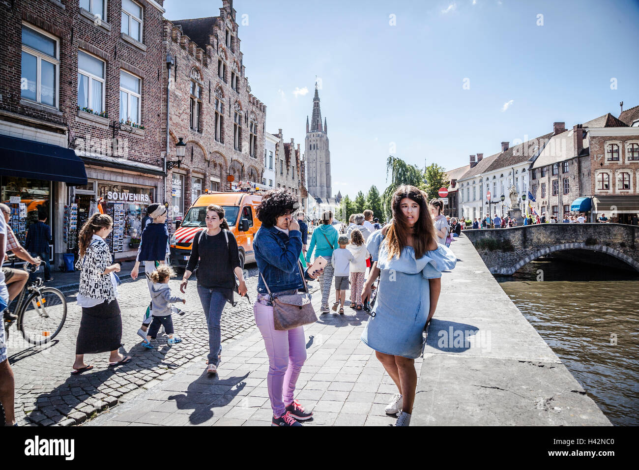 Street in Bruge in the summer, Belgium Stock Photo - Alamy