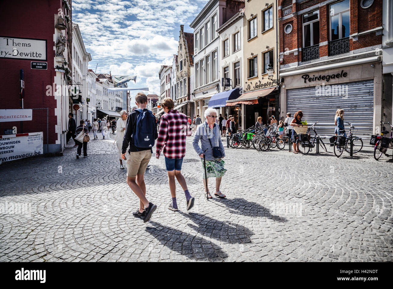 Street in Bruge in the summer, Belgium Stock Photo - Alamy