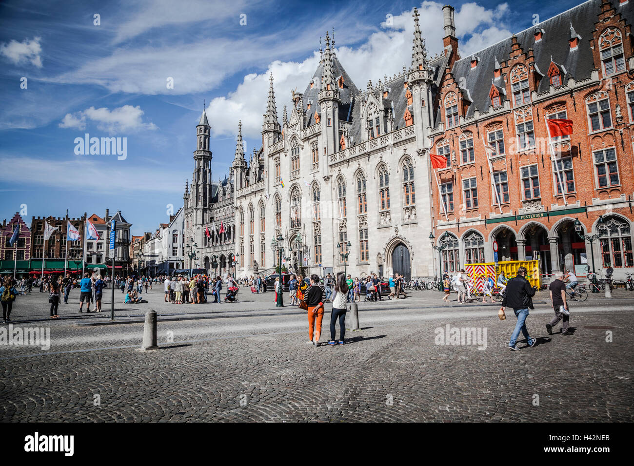 People are gathering on the main square in belgian bruges Stock Photo ...