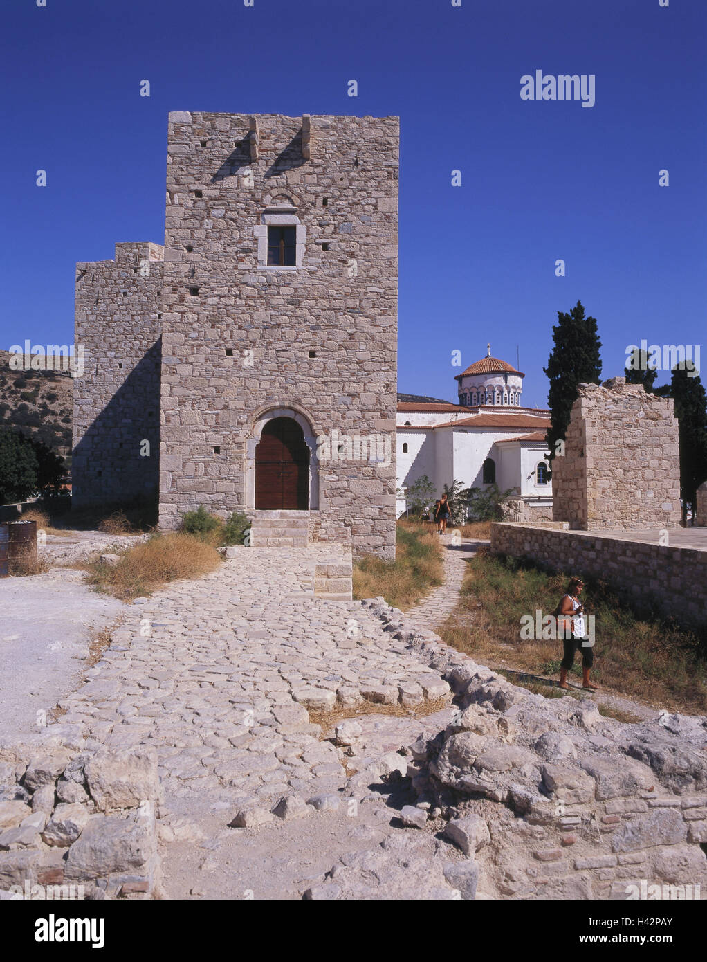 Greece, island Samos, Pythagorion, castle Logothetis, tourist ...