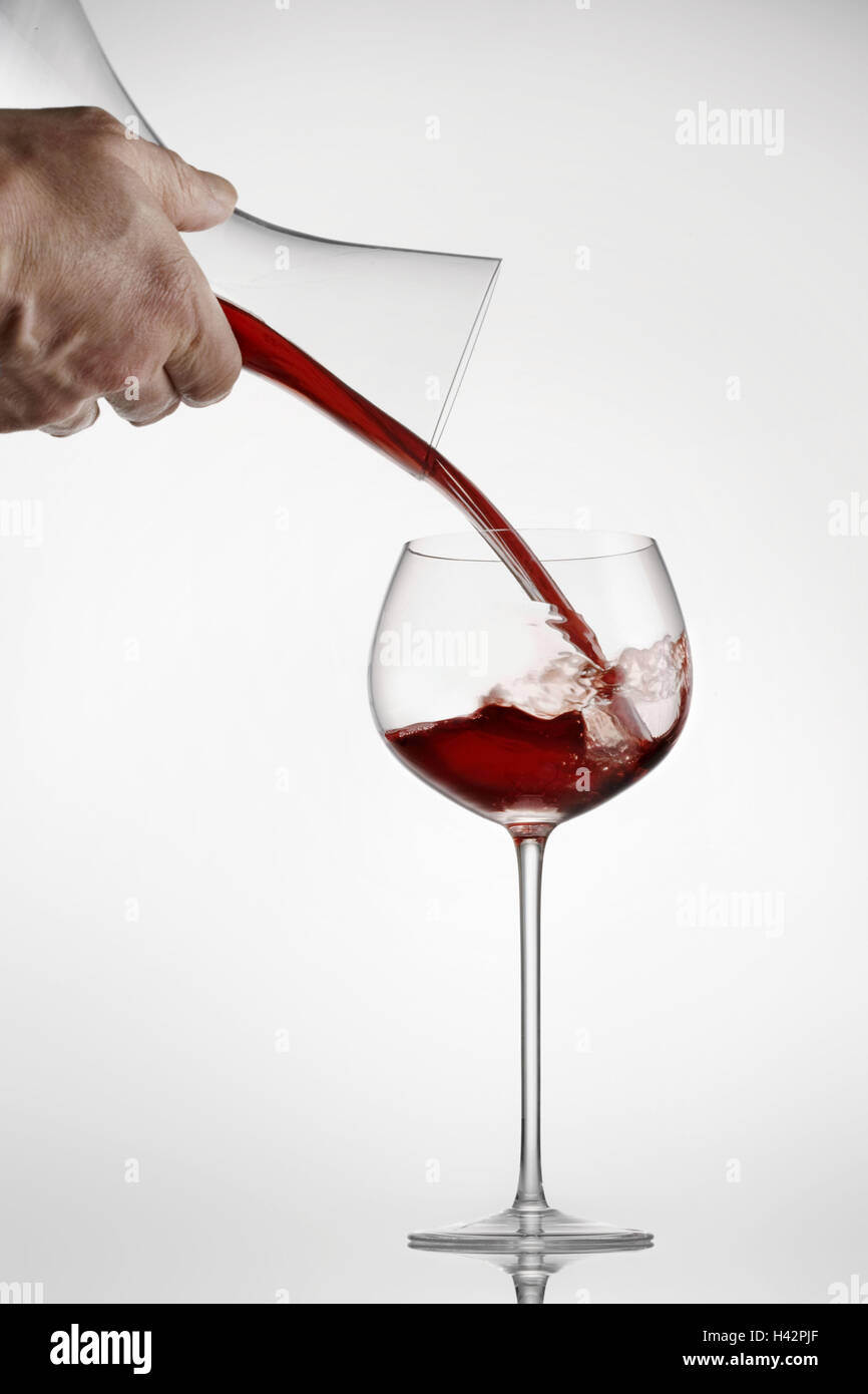 Man's hand, Dekanter, red wine, pour out, people, man, hand, decanter ...