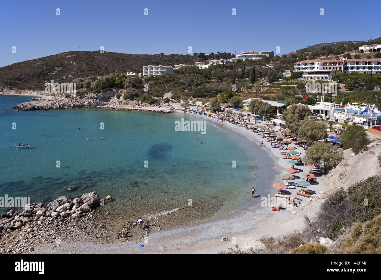 Beach, Glicorisa Beach, Pythagorion, island Samos, Mediterranean island ...