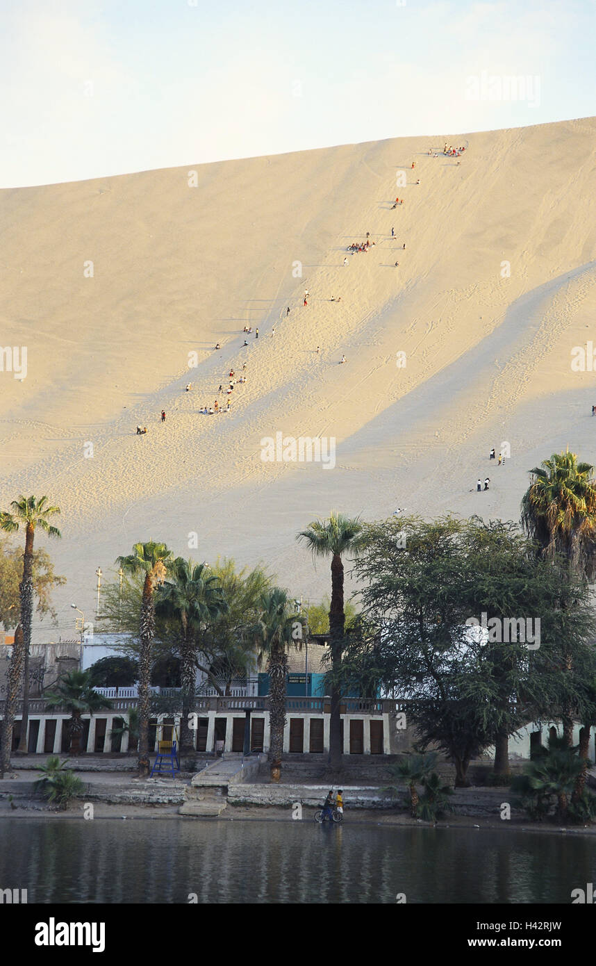 Peru, oasis Huacachina, Sand dunes, Sand surfers, South America ...