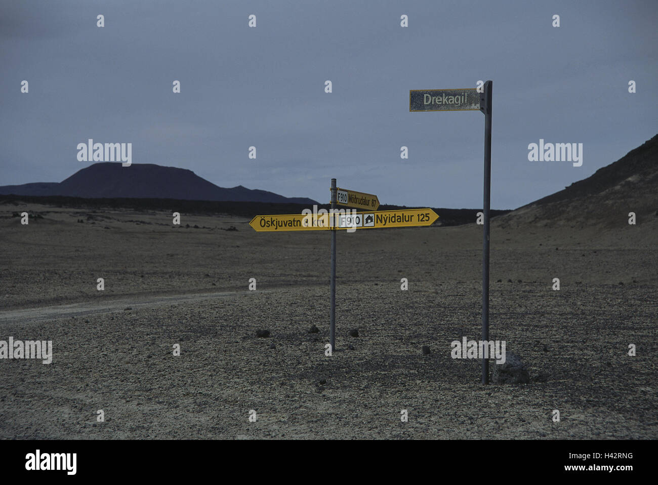 Iceland, highland, lava stone, road signs, island, Iceland, scenery ...