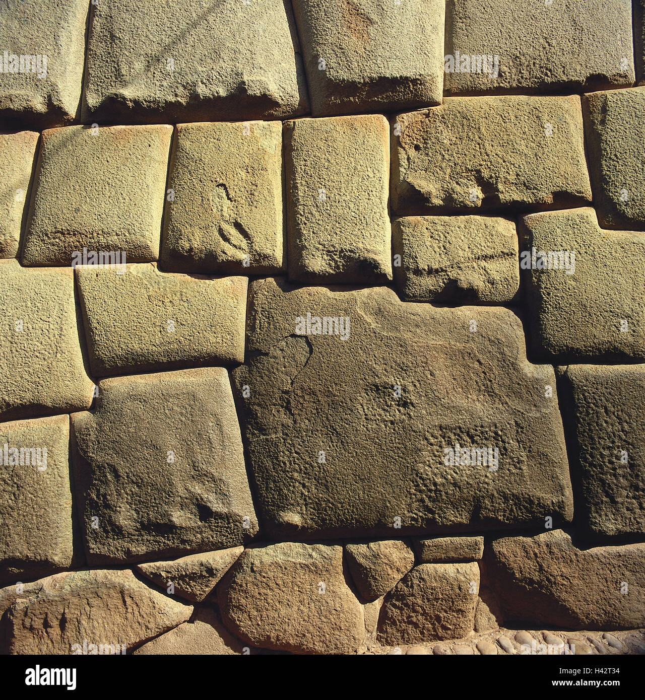 Peru, Cuzco, temple defensive wall, detail, South America, Cusco ...