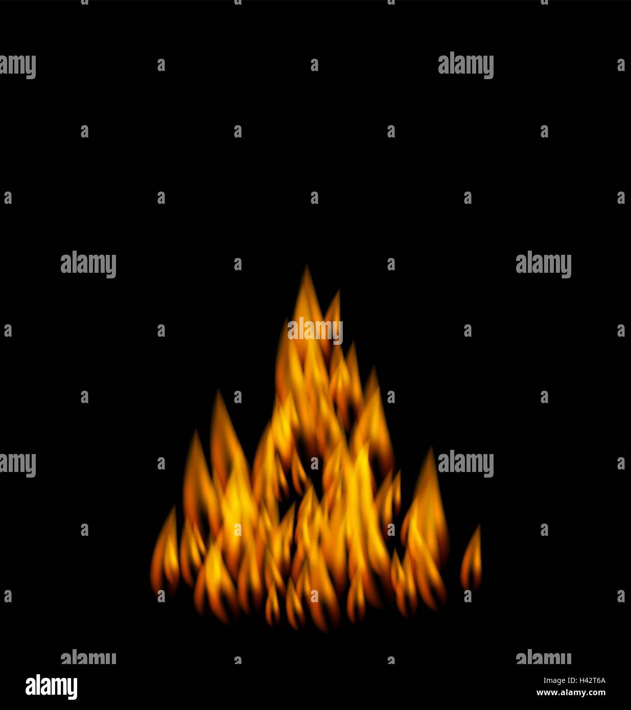 Realistic Fire Flame on Black Background Stock Vector Image & Art - Alamy