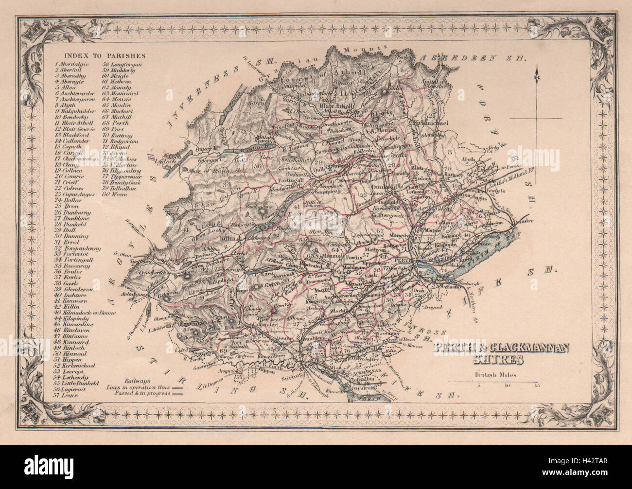 Antique county map of Perthshire & Clackmannanshire. FULLARTON 1868 old ...