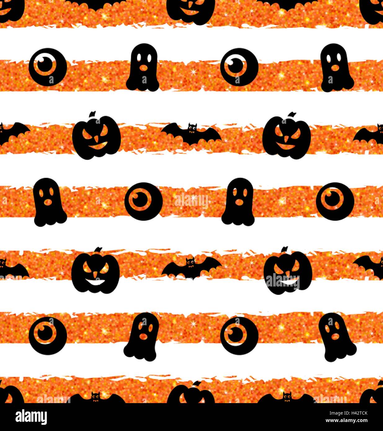 Seamless Texture with Pumpkin, Bat, Spooky, Eye Stock Vector Image ...