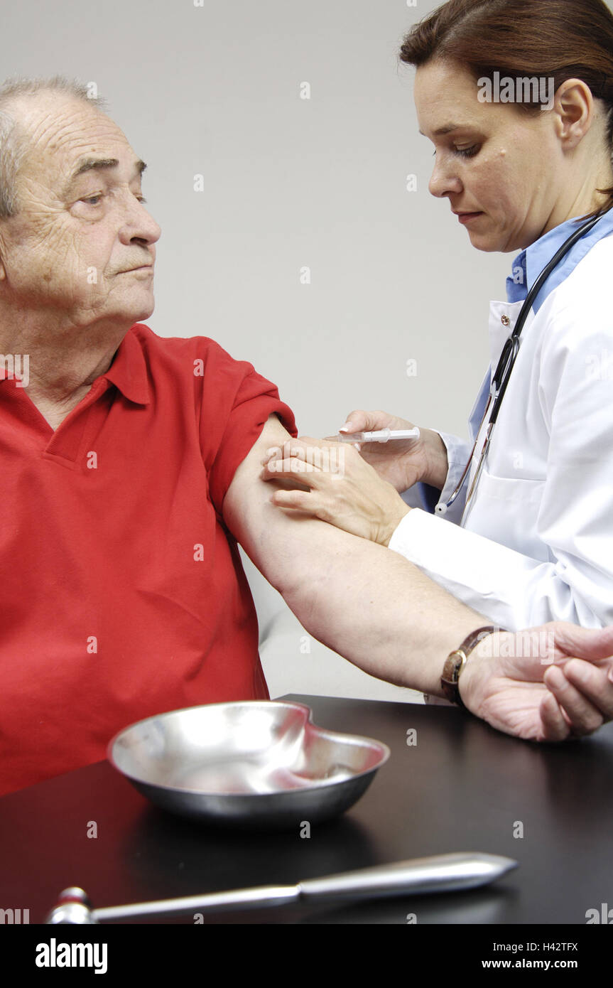 Doctor, treatment, patient, arm, syringe, person, woman, man ...