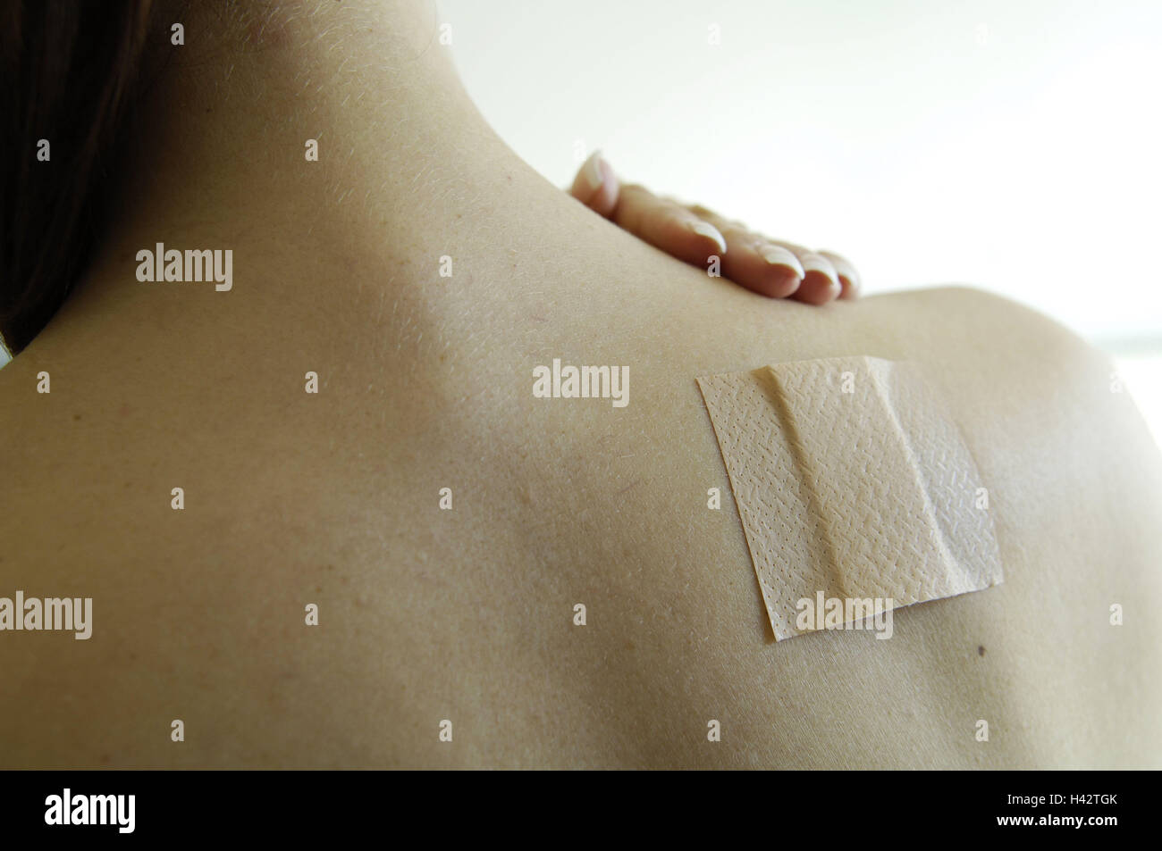 Woman, injury, detail, shoulder, plaster, person, disease, health ...
