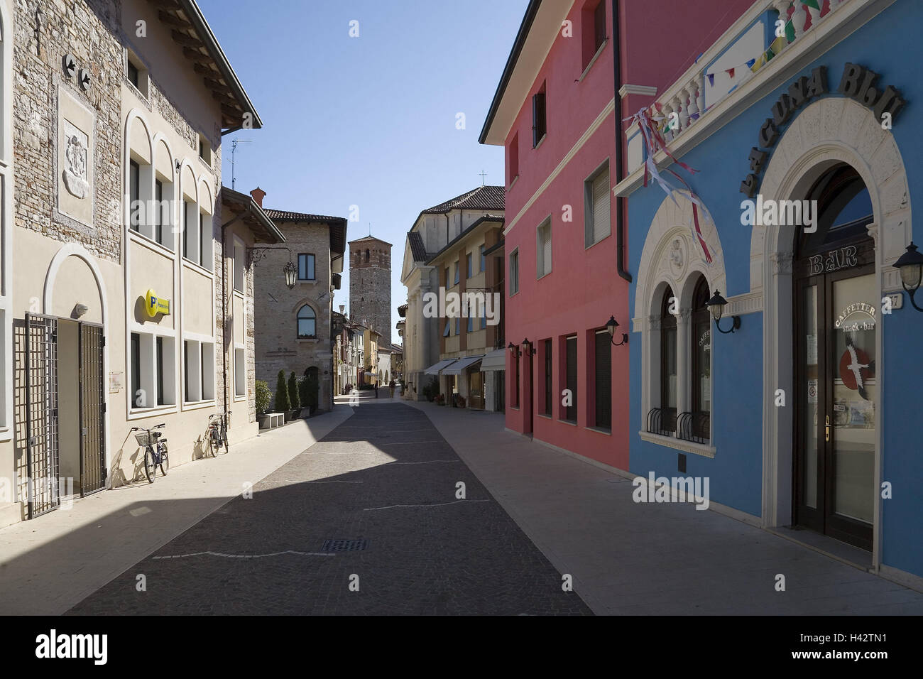Italy, Marano Lagunare, lane, deserted, town, houses, buildings, house ...