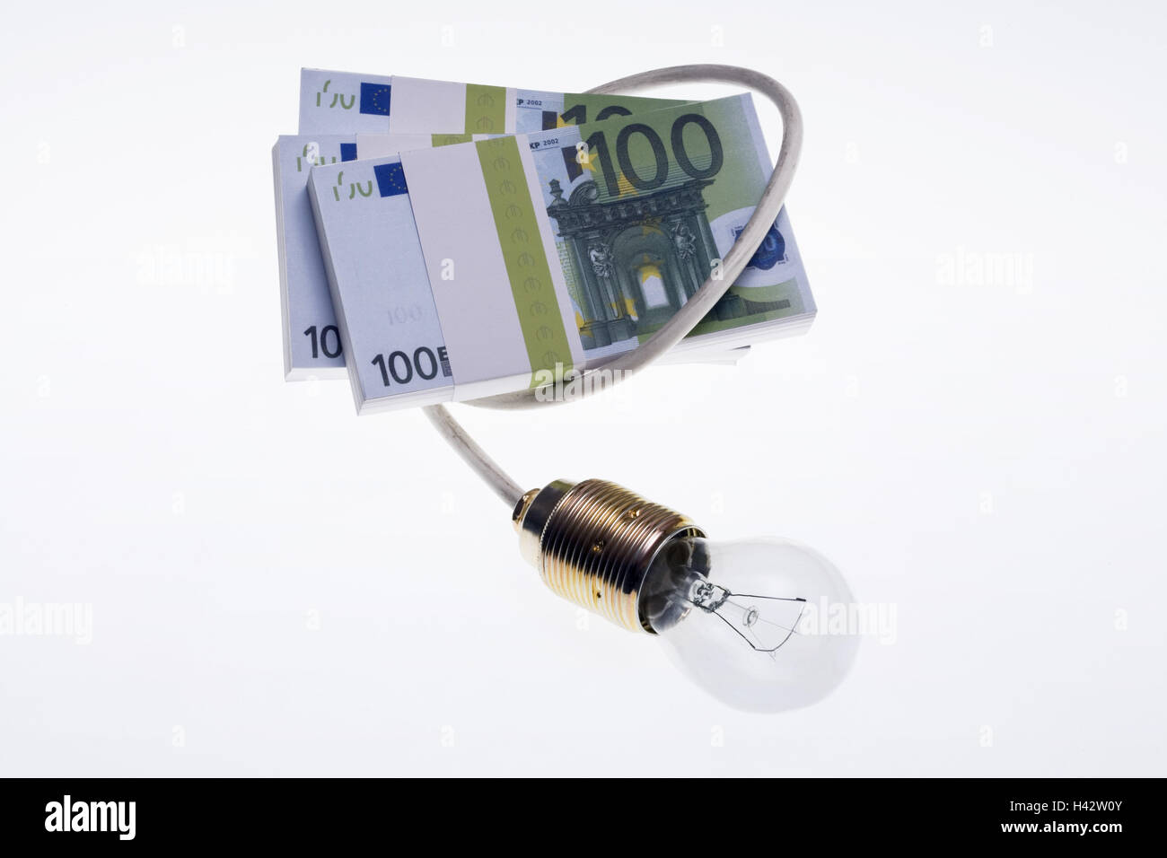 Lamp, banknotes, icon, current expenses Stock Photo - Alamy
