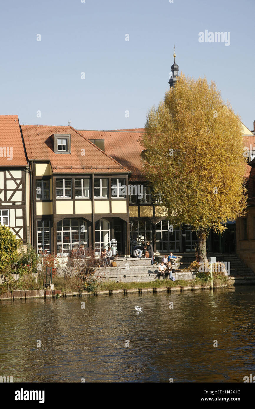 Germany, Upper Franconia, Bamberg, university, student, river Regnitz ...