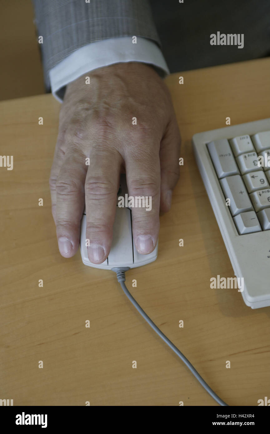 Senior, detail, hand, Computermouse, man, man's hand, 60-70 years, work ...