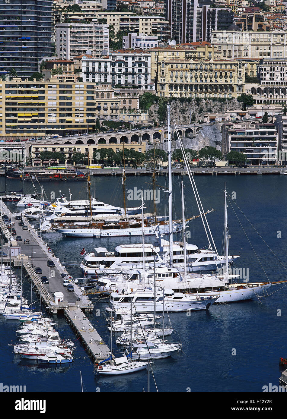 Monaco, Monte Carlo, town view, harbour, La Condamine, Europe, Cote d ...