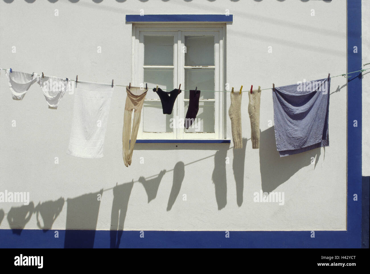 Portugal, Algarve, residential house, facade, detail, window ...