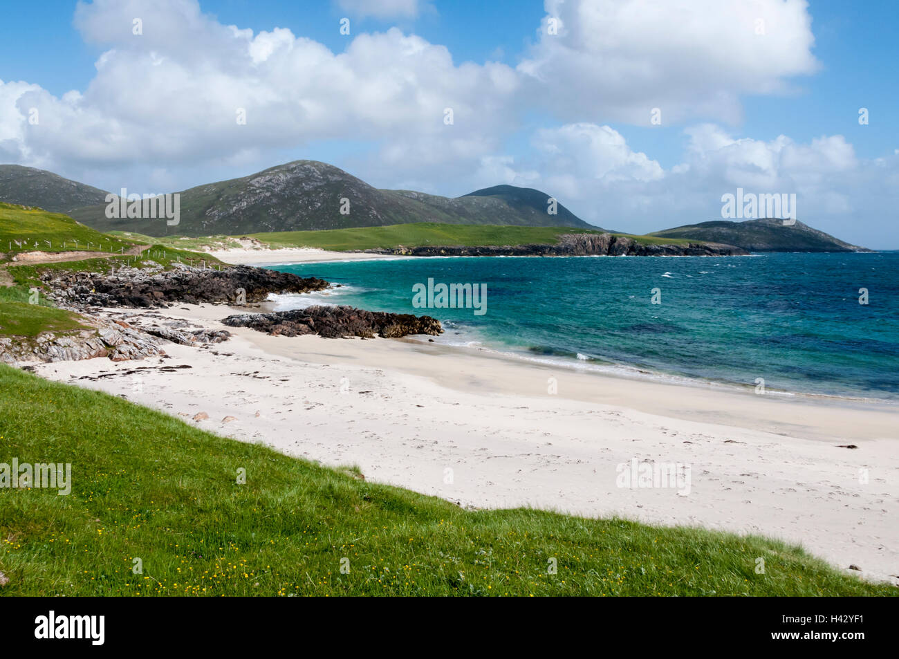 Traigh na Cleabhaig on west coast of South Harris in the Outer Hebrides ...