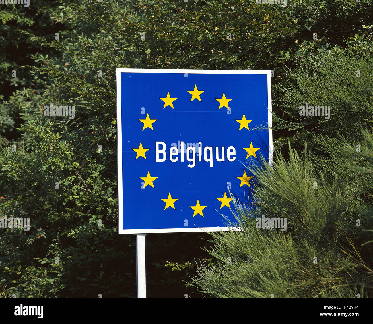 Roadside, border sign, Europe, Belgium, Europe, traffic sign, sign ...