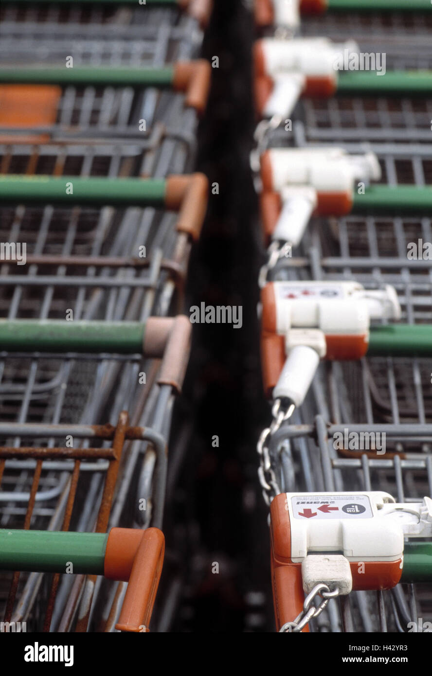 Series, shopping cart, security curls, detail, supermarket, business ...