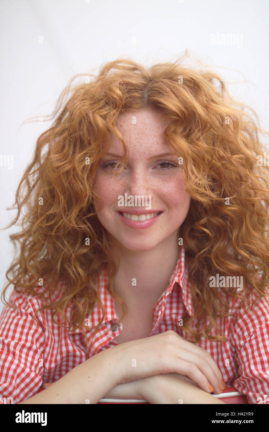 Woman, smile, red-haired, curls, portrait, redheads, young, course ...