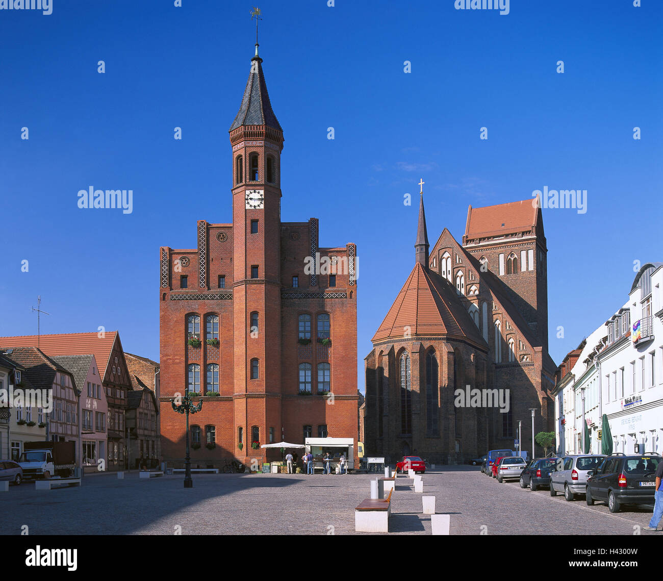 Germany, Brandenburg, Prignitz, pearl mountain, big market, city hall ...