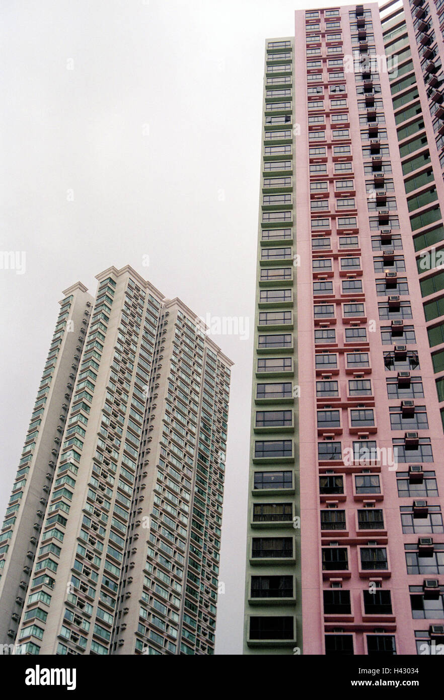 China, Hong Kong, high rises, detail, from below, Asia, Eastern Asia ...