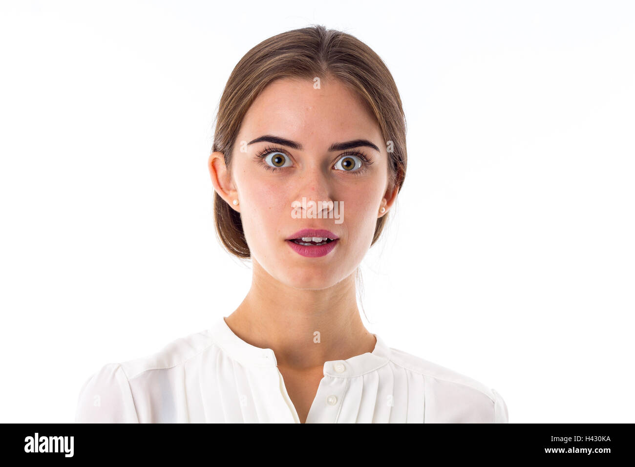 Woman opening her big eyes Stock Photo - Alamy