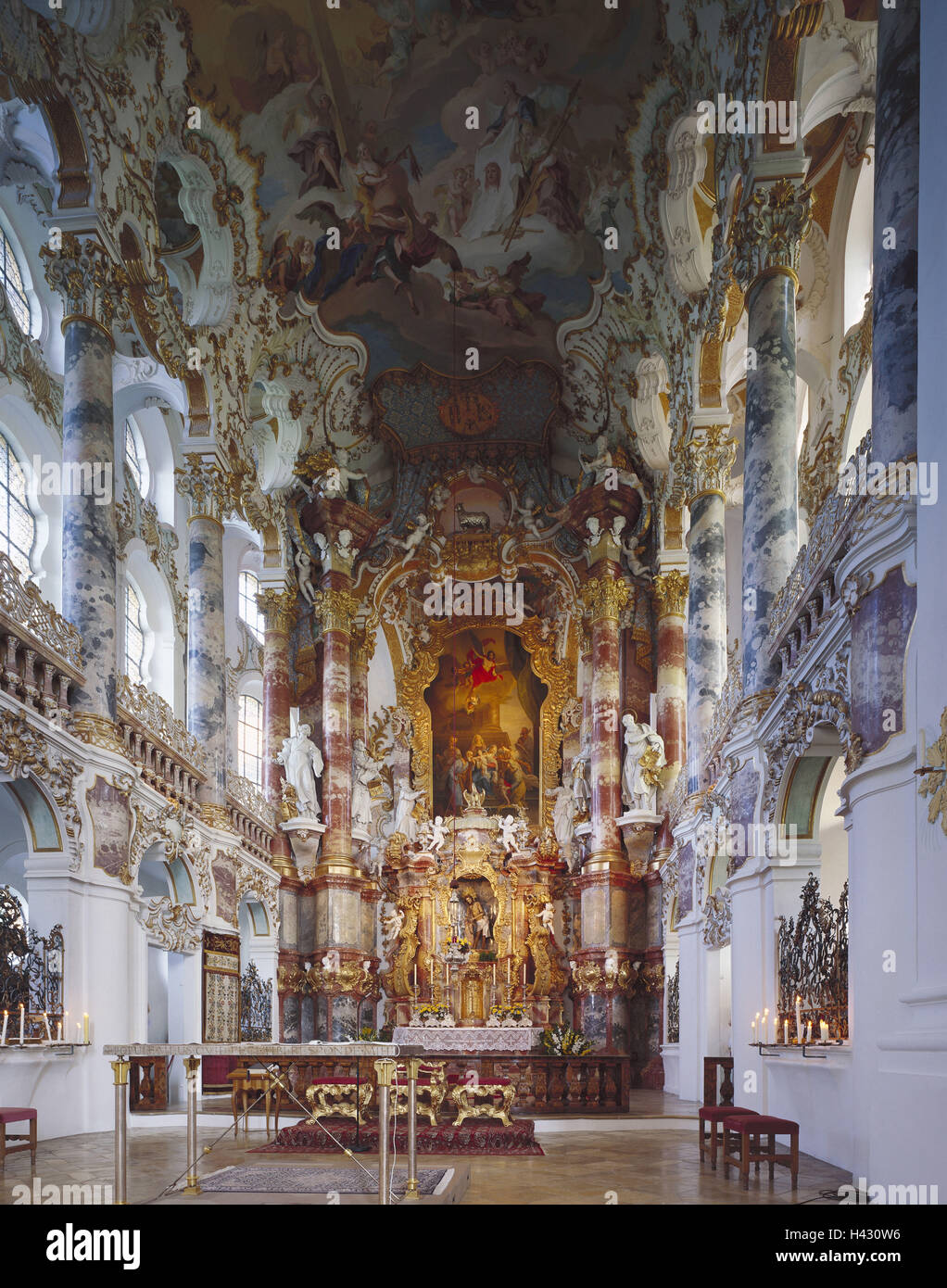 Germany, Bavaria, priest's angle, Showing, Wieskirche, chancel, Europe ...