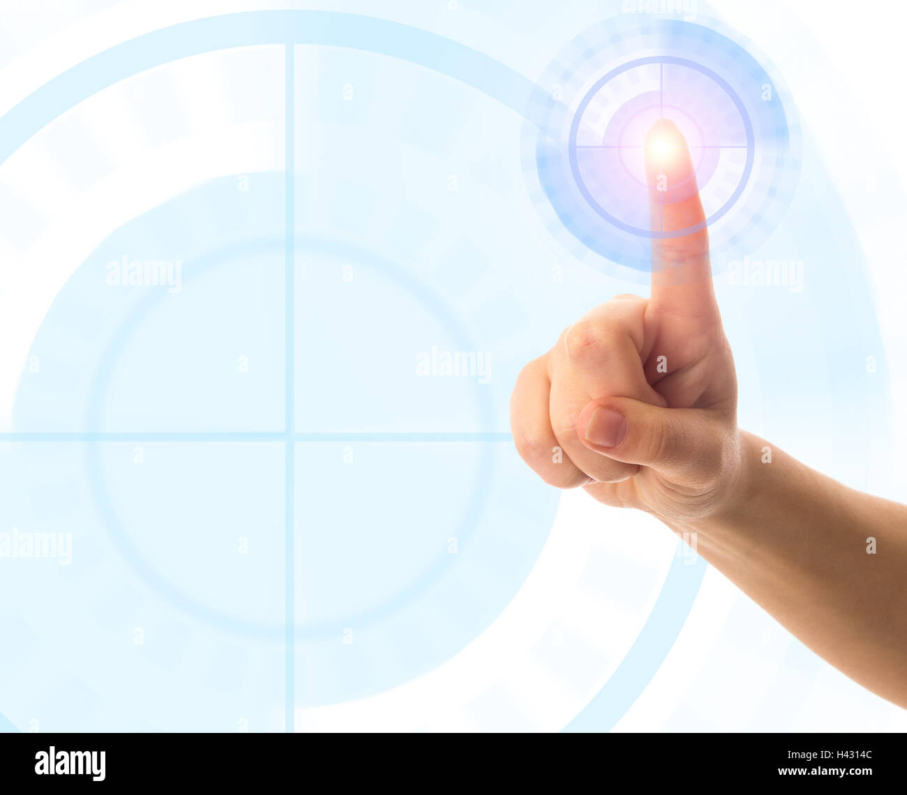 Woman's hand touching digital screen Stock Photo - Alamy
