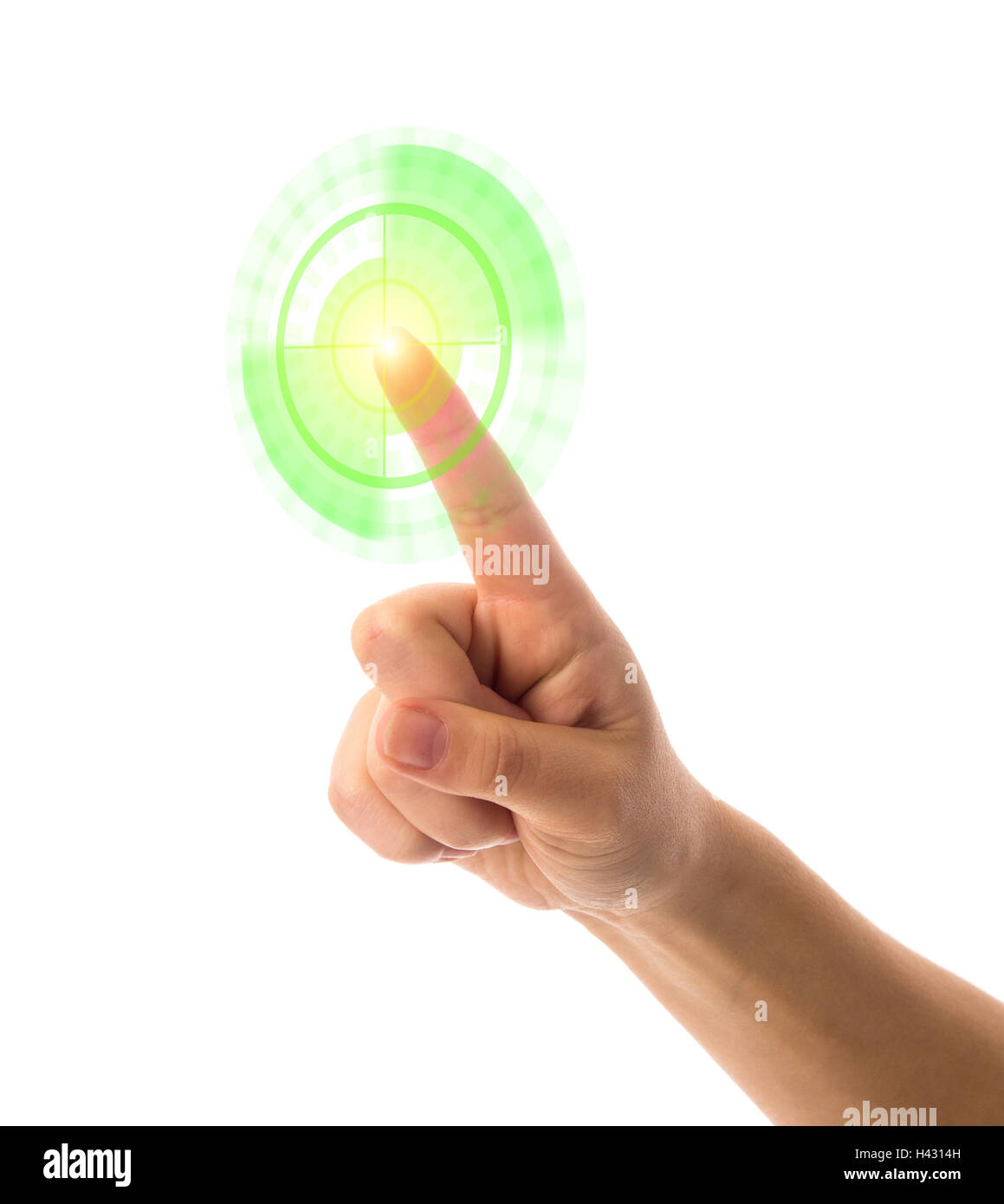 Woman's hand touching digital screen Stock Photo - Alamy
