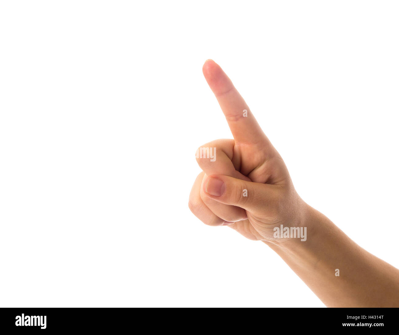 Woman's hand pointing something out Stock Photo - Alamy