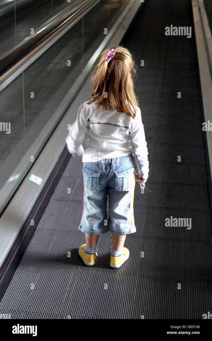 Rolling cord, girl, stand, only, back view, child, infant, 4 years ...