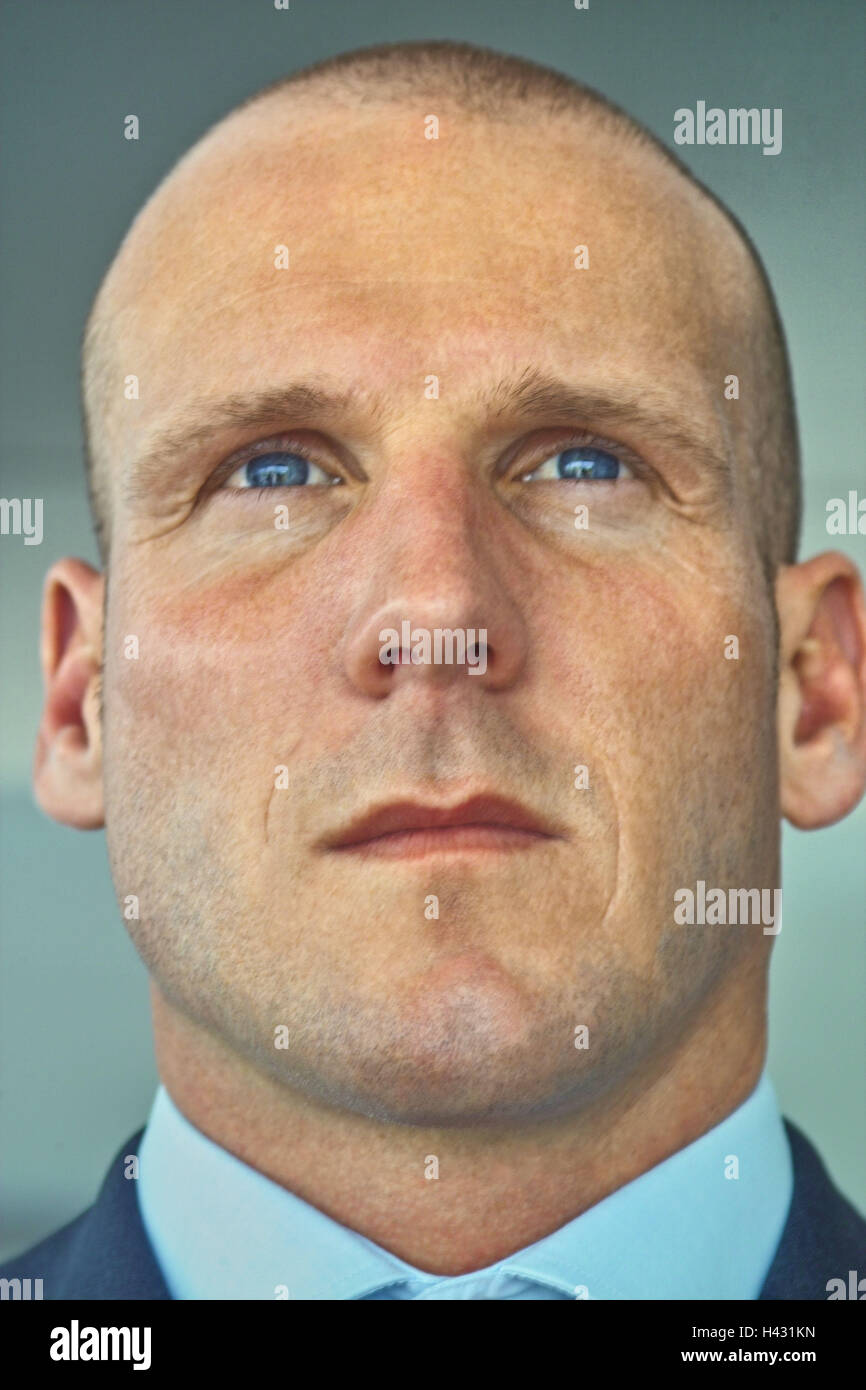 Businessman, bald head, seriously, portrait, man, 25 - 30 years, 30-40 ...