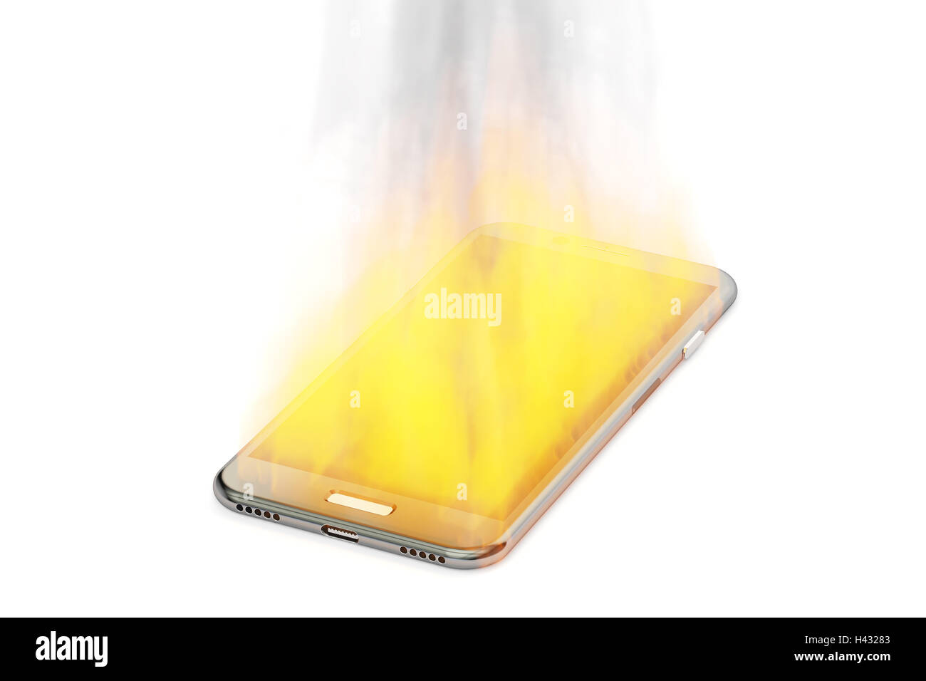 burning phone, 3D rendering isolated on white background Stock Photo ...