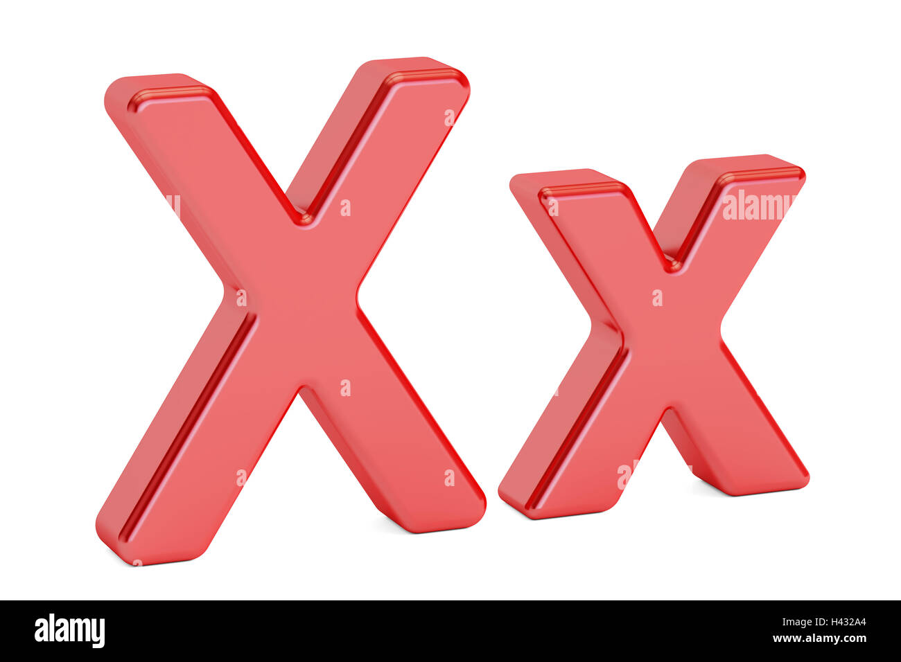 large and small red letter X, 3D rendering isolated on white background ...